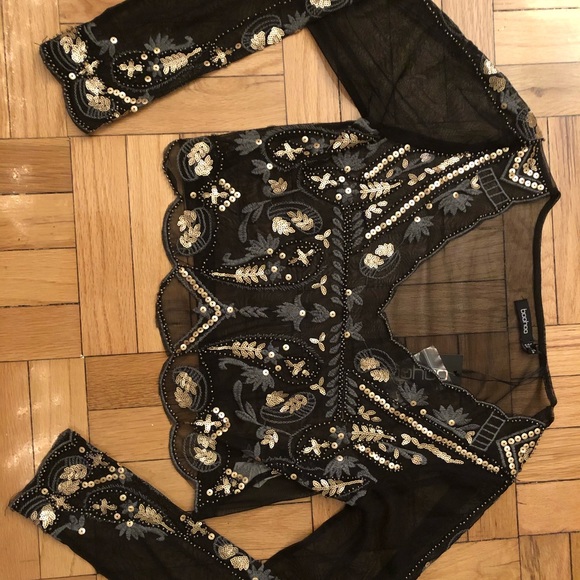 Boohoo | Tops | Nwt Sheer Sequenced Black Top | Poshmark